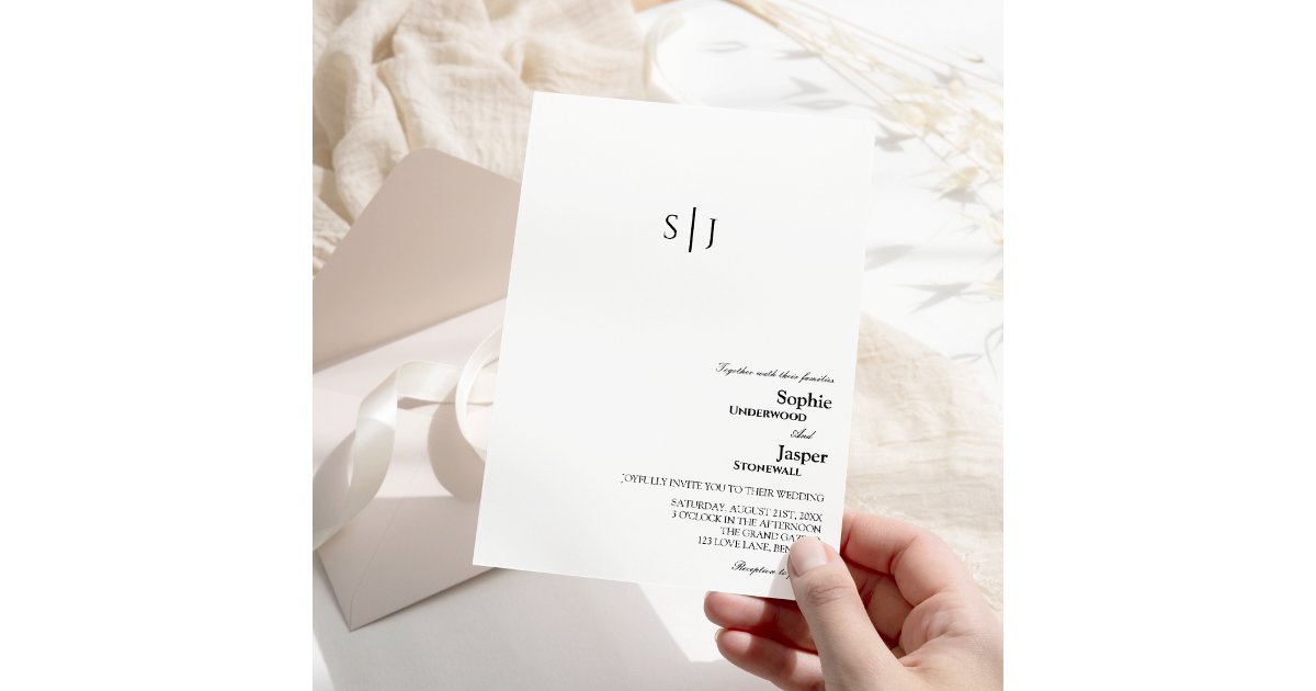 Modern Classic Monogram Wedding Invitation | Zazzle
