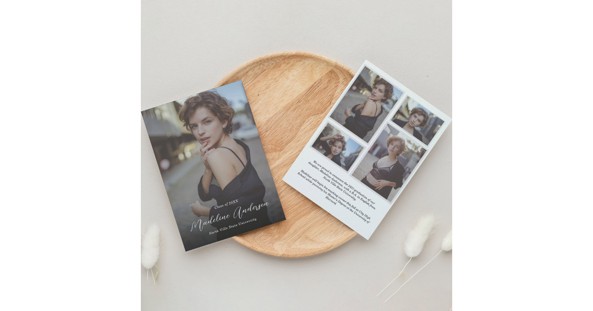 Modern Classic Photo Collage Graduation Announcement | Zazzle