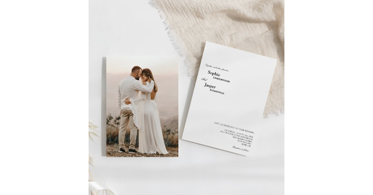 Modern Classic Photo Wedding Invitation | Zazzle