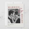 Modern Classic Red Typography Married and Bright Holiday Card | Zazzle