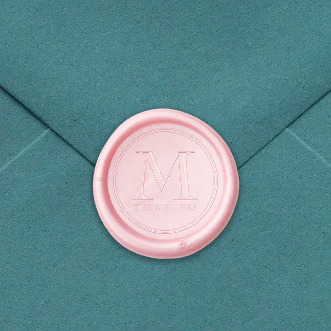 Modern Classic Round Border Family Name Monogram Wax Seal Stamp | Zazzle