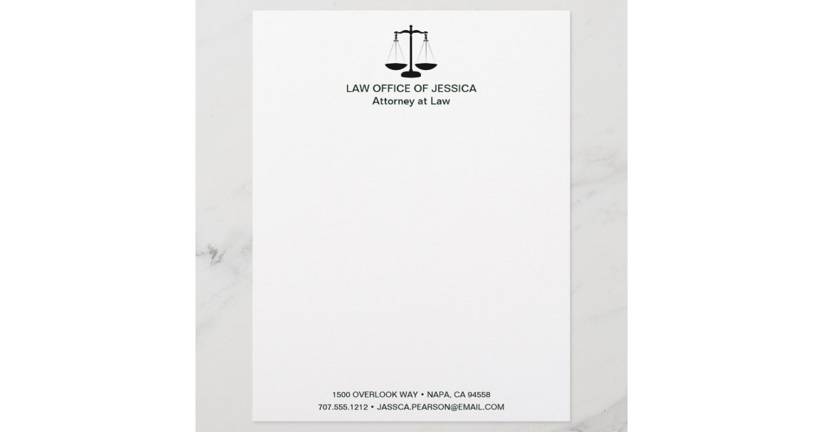 Modern Classic Scales Of Justice Law Letterhead | Zazzle