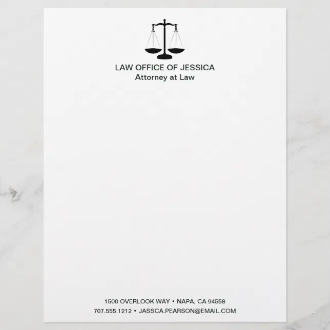 Modern Classic Scales Of Justice Law Letterhead | Zazzle