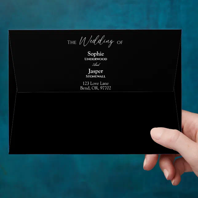 Modern Classic Simple Black Wedding Envelope | Zazzle