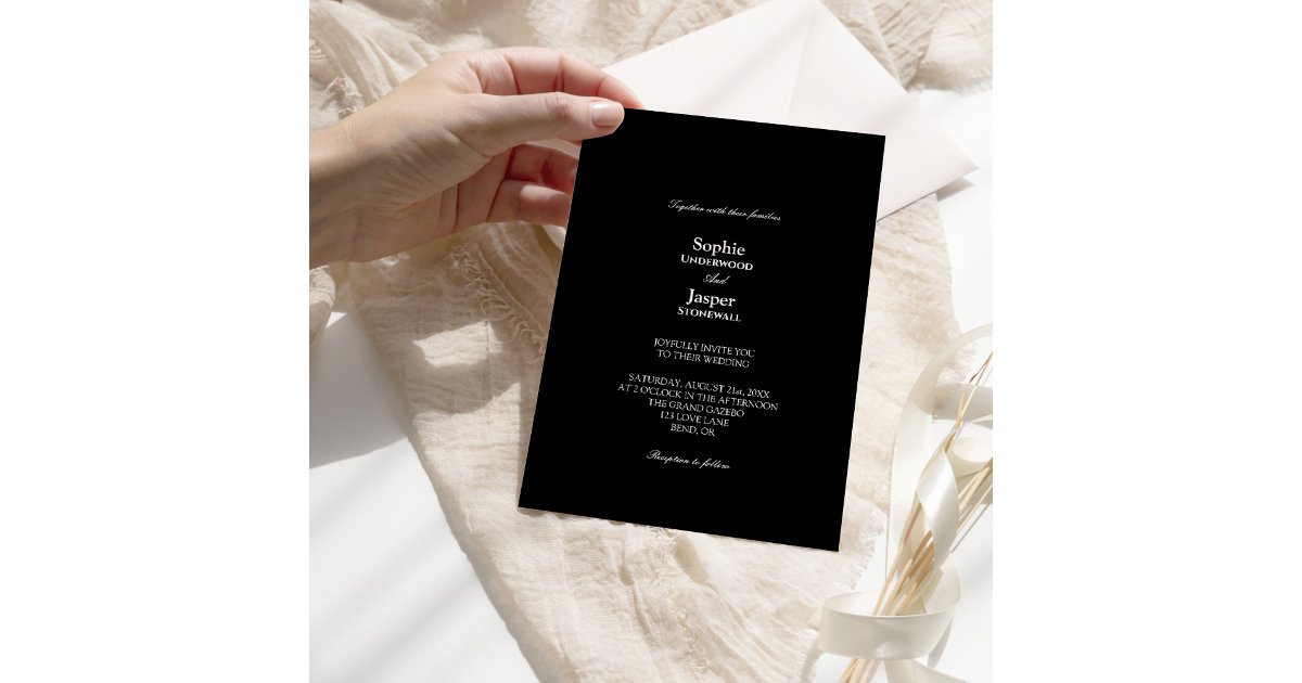 Modern Classic Simple Black Wedding Invitation | Zazzle