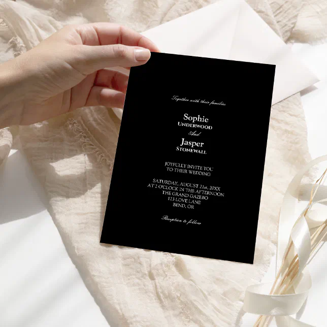 Modern Classic Simple Black Wedding Invitation | Zazzle