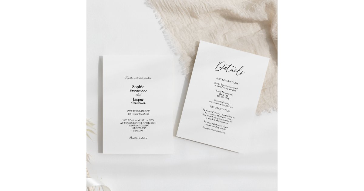 Modern Classic Simple Details All In One Wedding Invitation | Zazzle