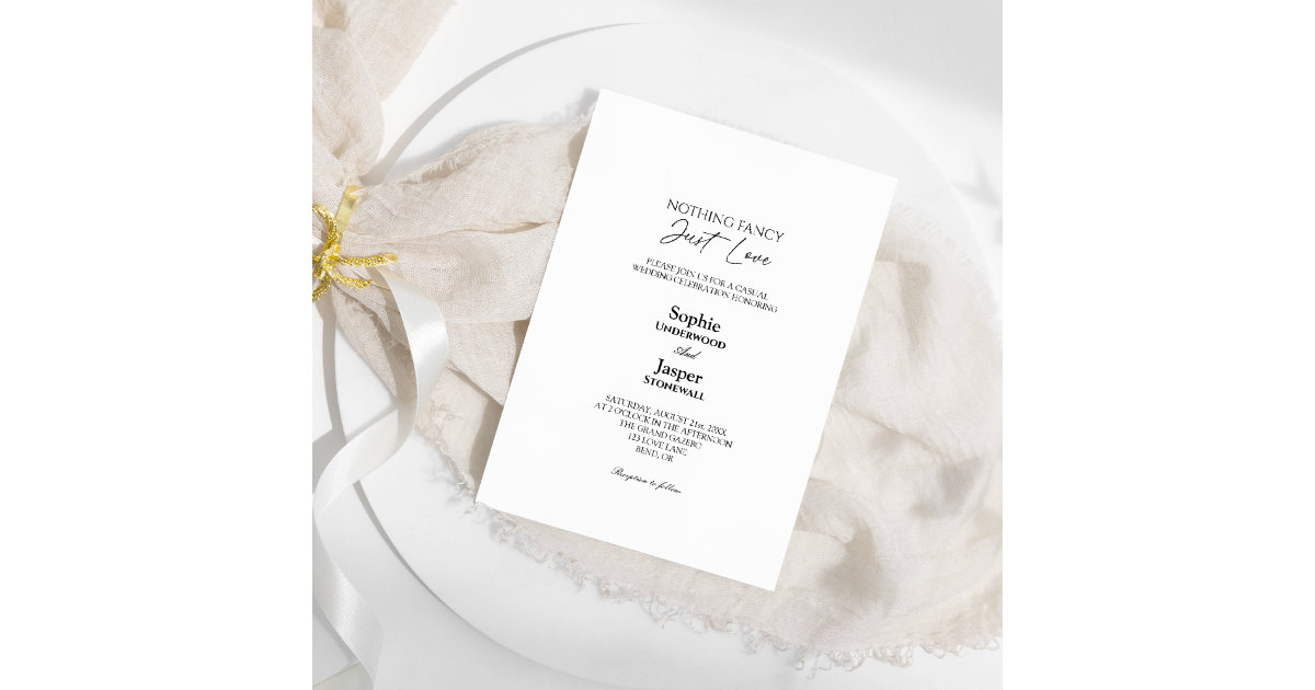 Modern Classic Simple Nothing Fancy Wedding Invitation | Zazzle