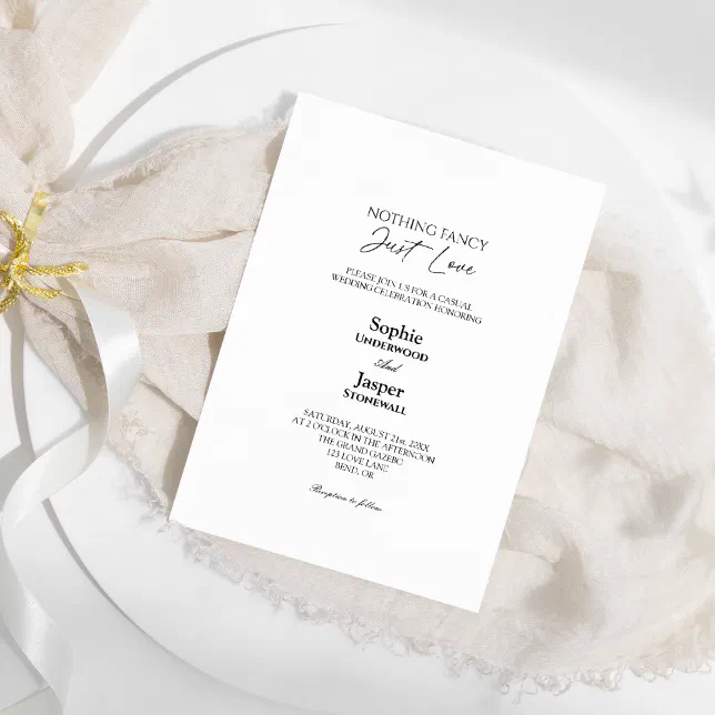 Modern Classic Simple Nothing Fancy Wedding Invitation | Zazzle
