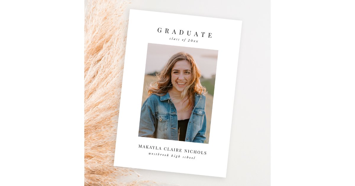 Modern Classic Simple Two Photo Graduation Announcement | Zazzle