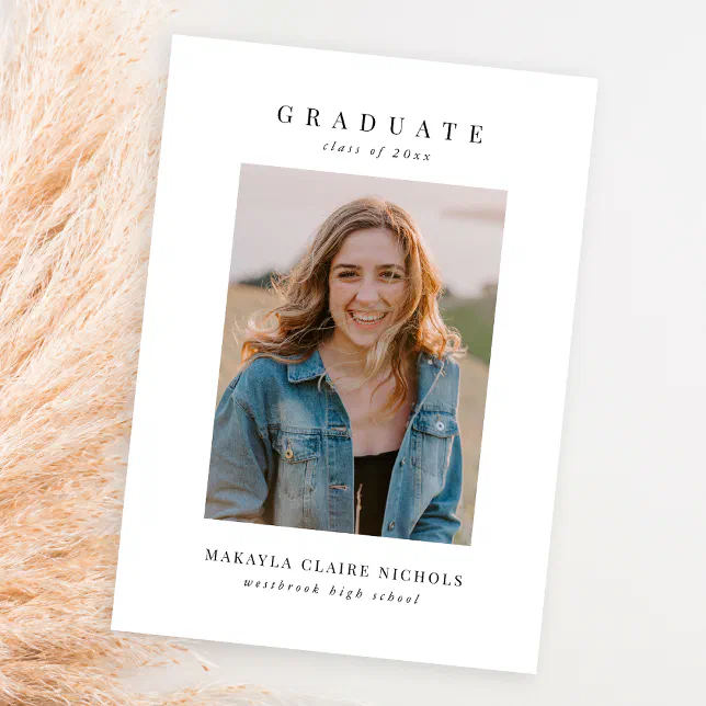 Modern Classic Simple Two Photo Graduation Announcement | Zazzle