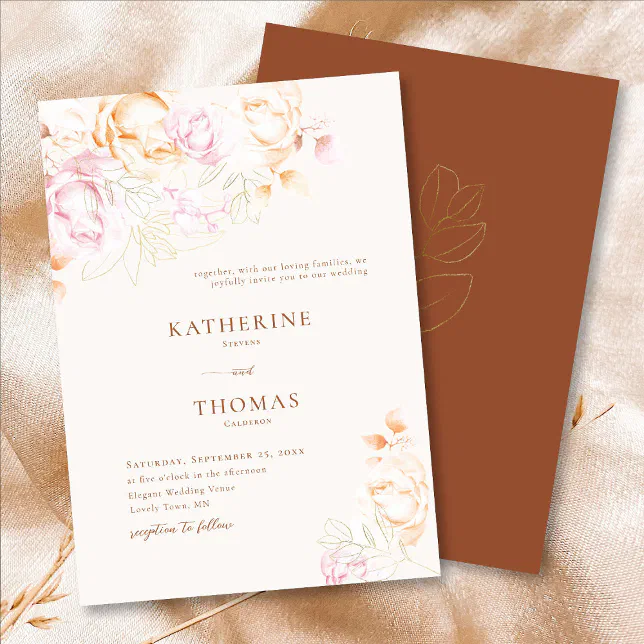 Modern Classic Terracotta Dreamy Fall Wedding Invitation | Zazzle