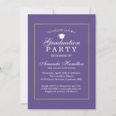 Modern Classic Ultra violet gold Frame Graduation Invitation | Zazzle