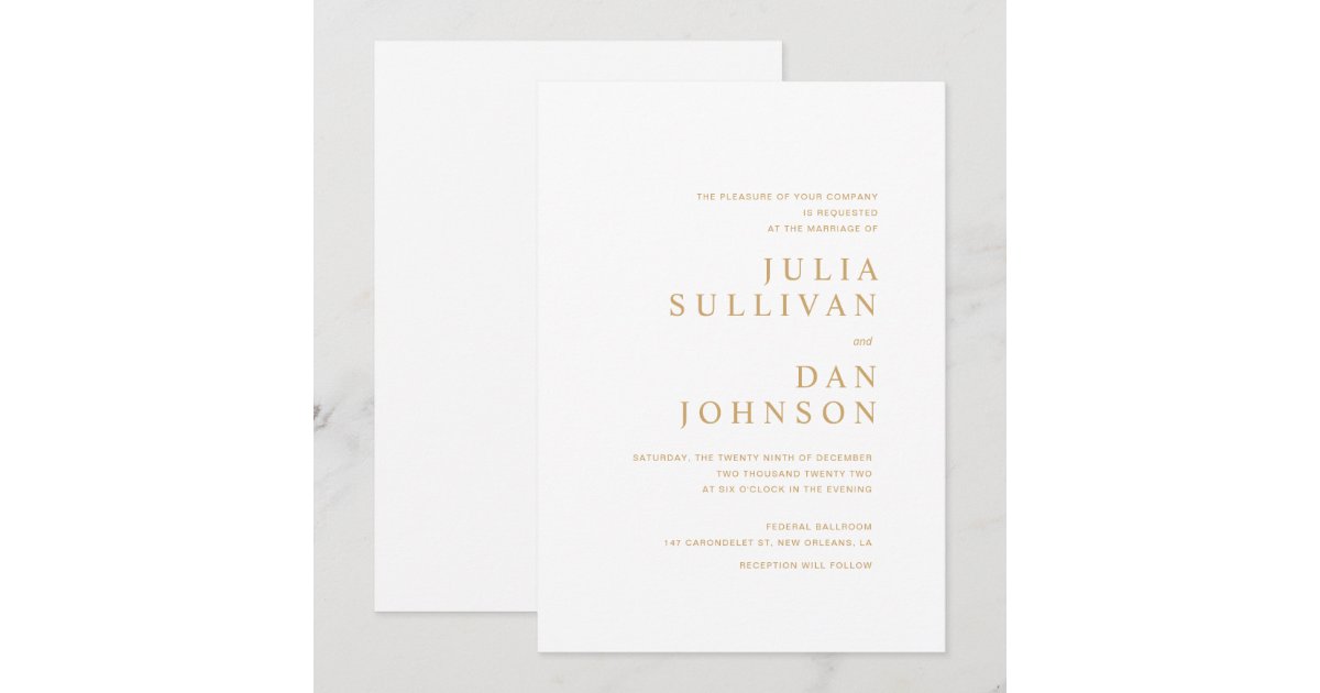 Modern Classic Wedding Invitation Right Justified | Zazzle
