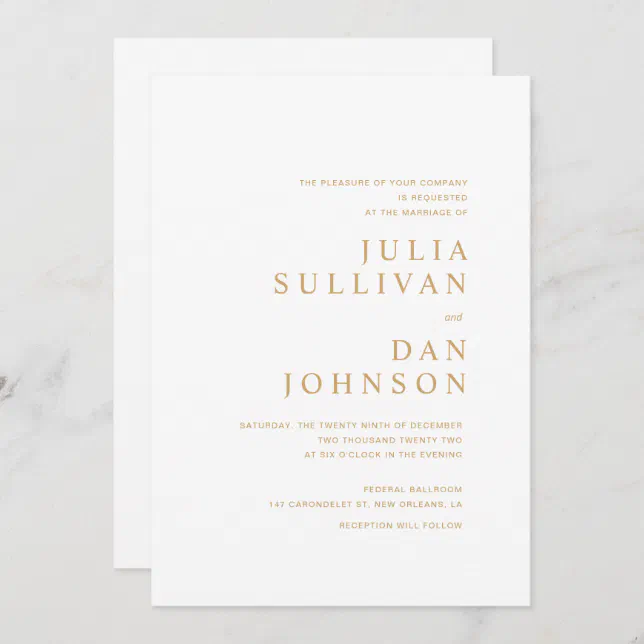 Modern Classic Wedding Invitation Right Justified | Zazzle