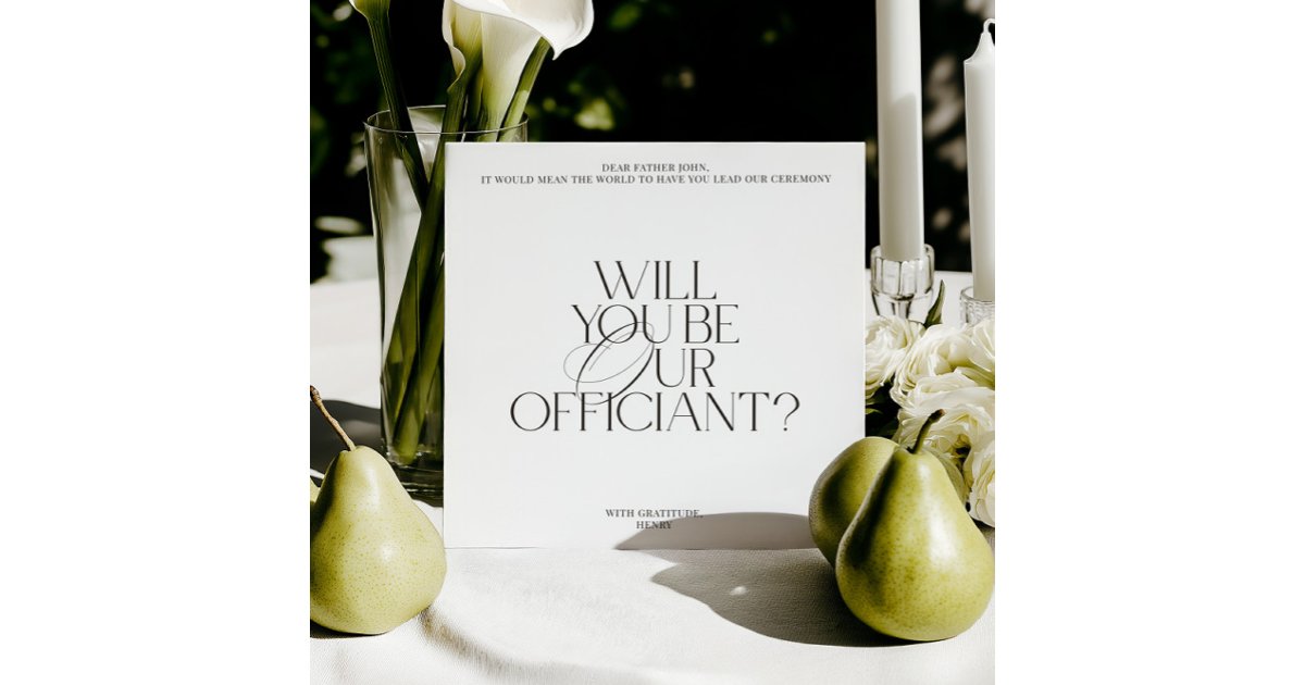 Modern Classic Wedding Officiant Proposal Card | Zazzle