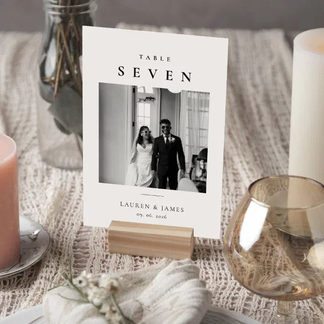 Modern Classic Wedding Photo Table Number Card | Zazzle