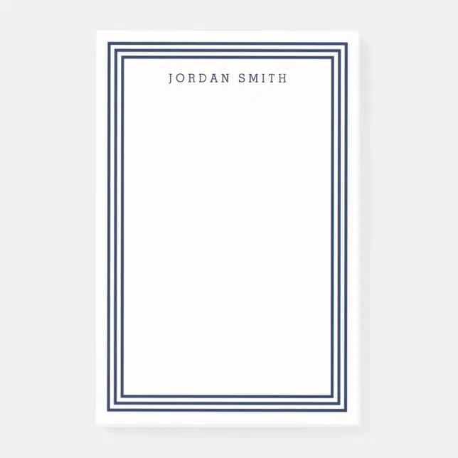 Modern Classic White with Triple Navy Blue Borders Post-it Notes | Zazzle