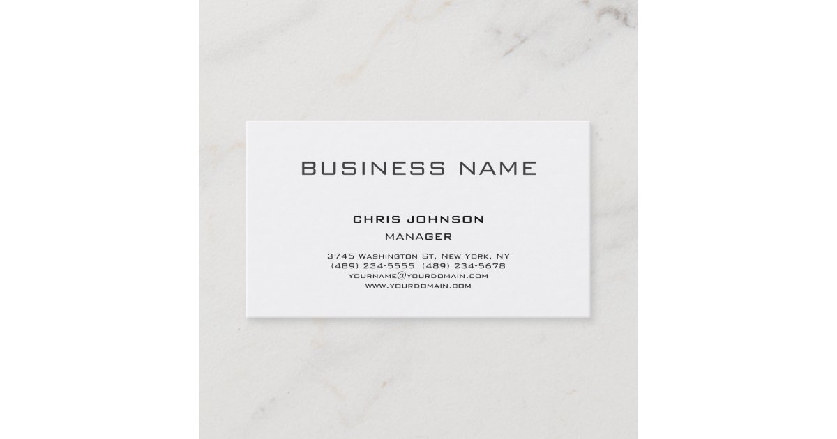 Modern Classical White Manager Business Card | Zazzle