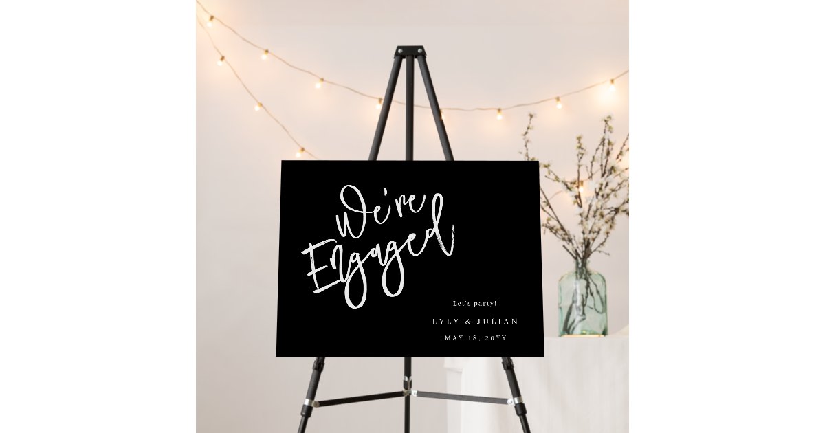 Modern Classy Black Engagement Party Welcome Sign | Zazzle
