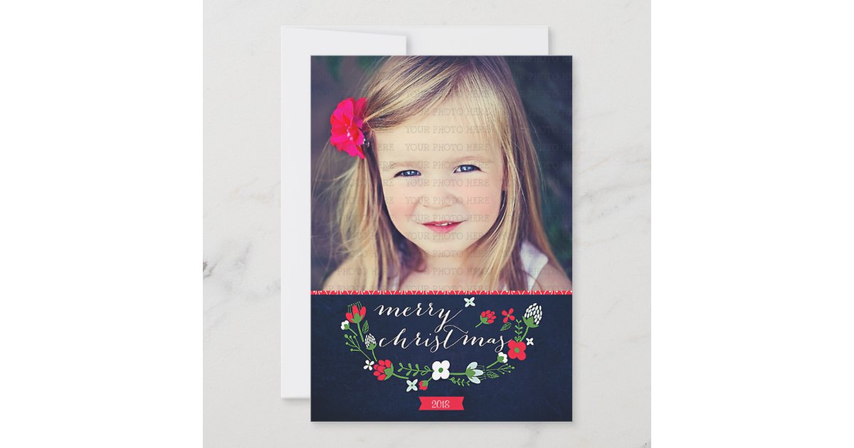 Modern Classy Chevron Merry Christmas Photo Card | Zazzle
