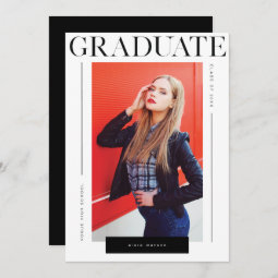 Modern Classy Minimal & Chic | Photo Graduation Announcement | Zazzle