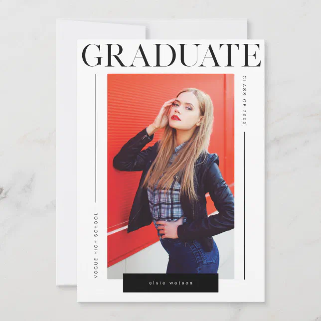 Modern Classy Minimal & Chic | Photo Graduation Announcement | Zazzle