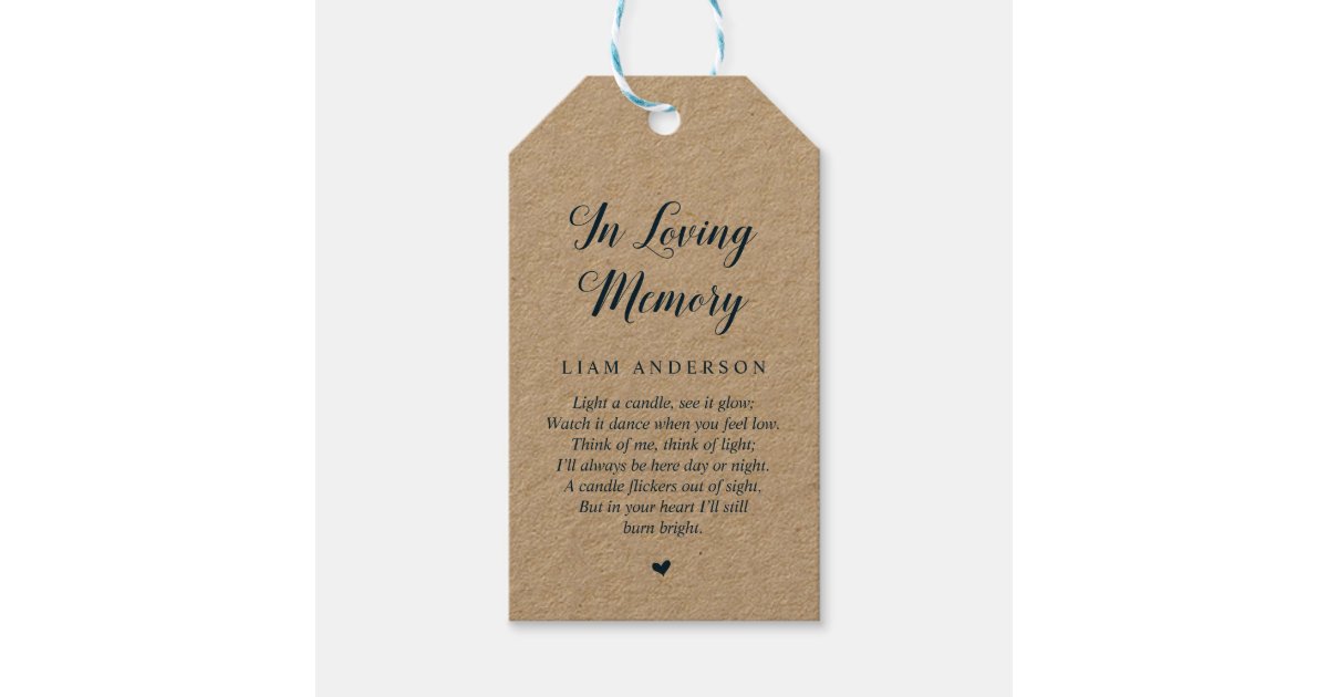 Modern Classy Navy Blue, Funeral Memorial Service Gift Tags | Zazzle