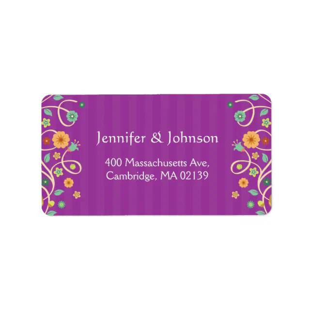 Modern Classy Purple Nature Swirl Floral Label | Zazzle