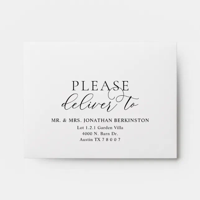 Modern Classy RSVP Please deliver to Envelope | Zazzle