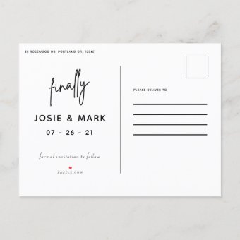 modern classy script finally photo save the date announcement postcard ...
