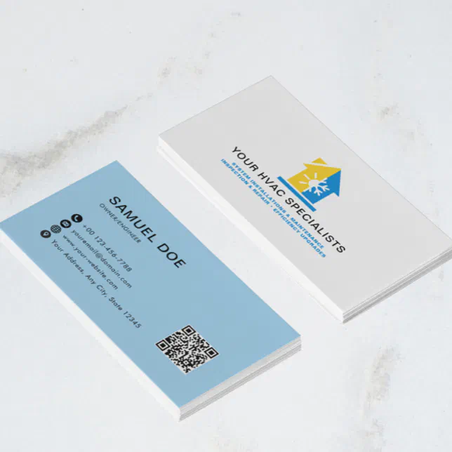 Modern Classy Simple HVAC QR Code Business Card | Zazzle