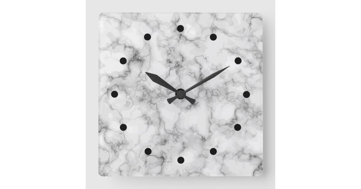 Modern Classy Stone Marble Design Square Wall Clock | Zazzle
