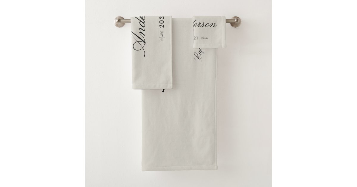 Modern classy typography Mr and Mrs wedding Bath Towel Set | Zazzle