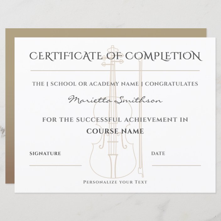 Modern Classy Violin Course Completion Certificate | Zazzle.com
