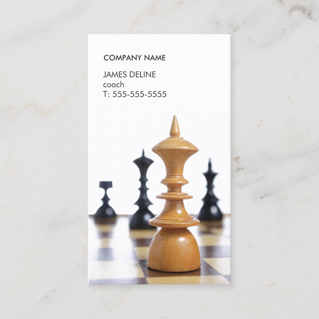 Modern Clean Chess Pieces Coach Business Card | Zazzle
