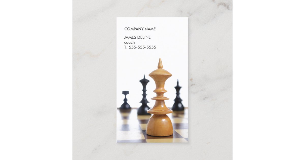 Modern Clean Chess Pieces Coach Business Card | Zazzle