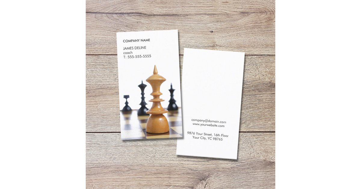 Modern Clean Chess Pieces Coach Business Card | Zazzle