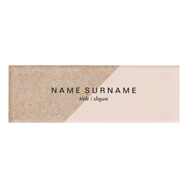 Modern Clean Kraft Image Minimalist Lt Pastel Pink Name Tag | Zazzle