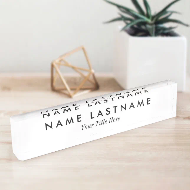 Modern Clean Minimalist White Desk Nameplate | Zazzle