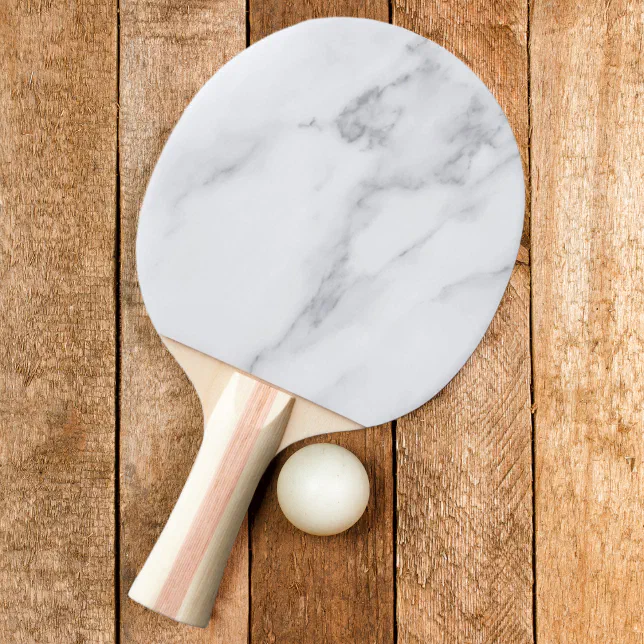 Modern Clean White Marble Stone Ping Pong Paddle | Zazzle