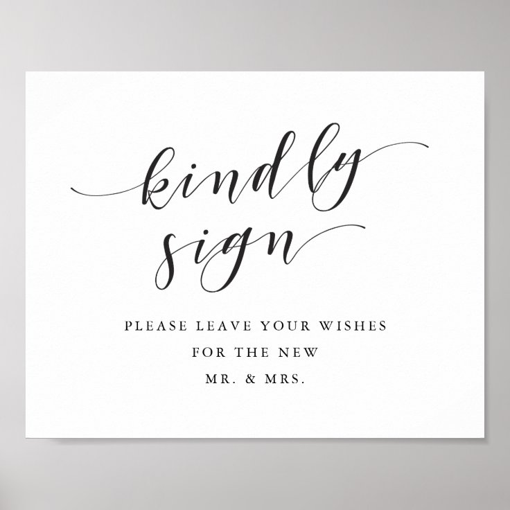 Modern Clligraphy Wedding Guest Book Kindly Sign | Zazzle