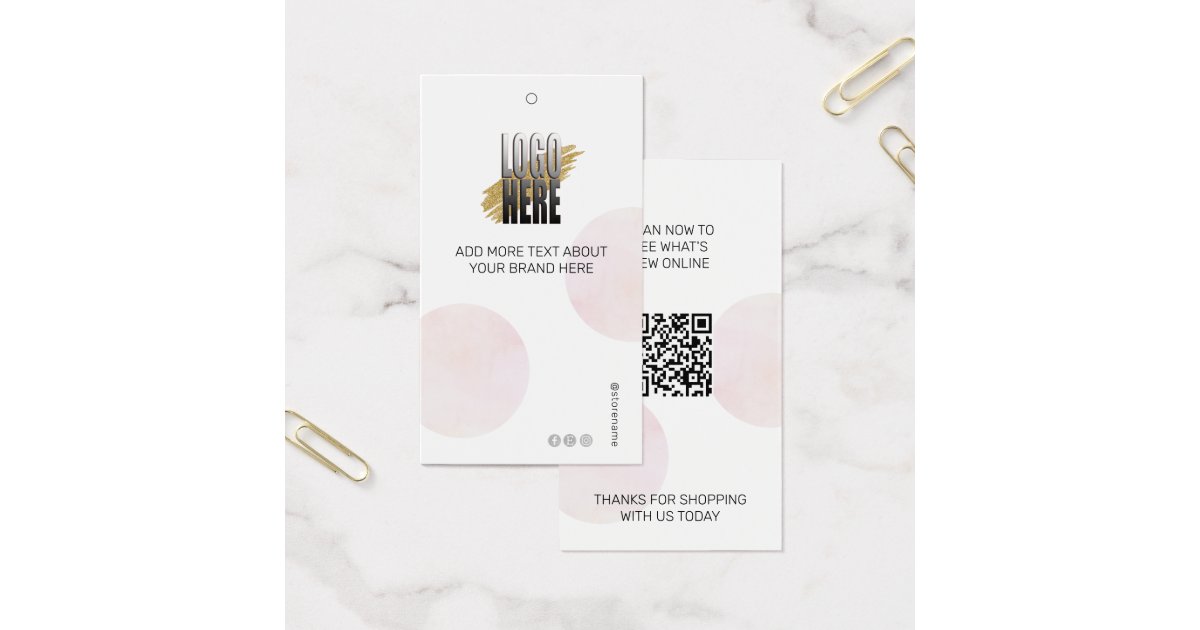 Modern Clothing Logo QR Code Fashion Display Tag | Zazzle