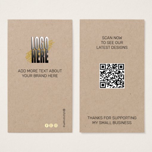 Modern Clothing Logo QR Code Kraft Display Tag | Zazzle