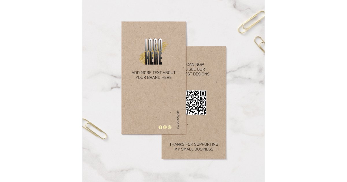 Modern Clothing Logo QR Code Kraft Display Tag | Zazzle