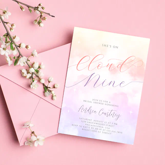 Modern Cloud Nine Dreamy Pastel Clouds and Stars Invitation | Zazzle