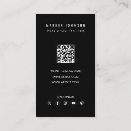Modern Coach Fitness Trainer Photo QR Code Business Card | Zazzle
