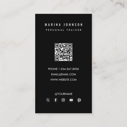 Modern Coach Fitness Trainer Photo QR Code Business Card | Zazzle