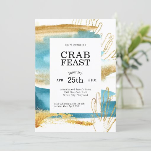 Modern Coastal Crab Feast Party Invitation | Zazzle