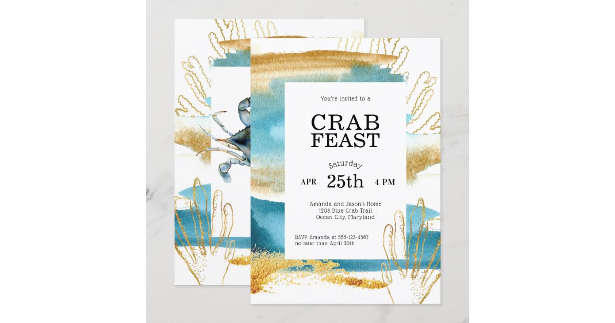 Modern Coastal Crab Feast Party Invitation | Zazzle.com